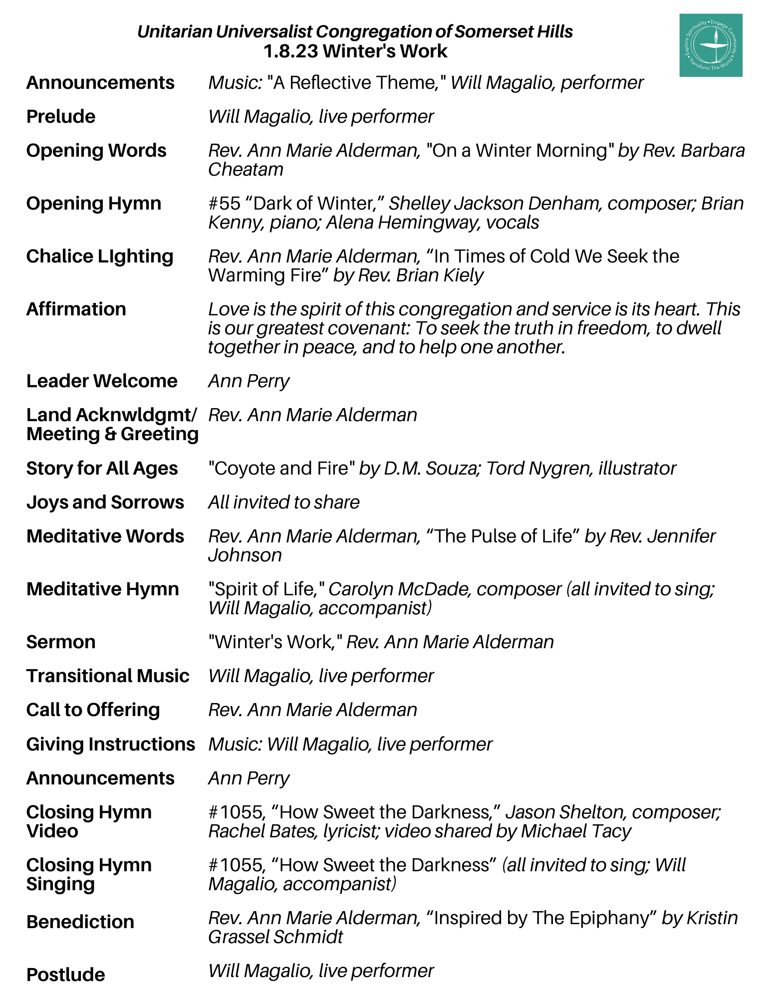 Sunday Worship Order of Service - Unitarian Universalist Congregation ...